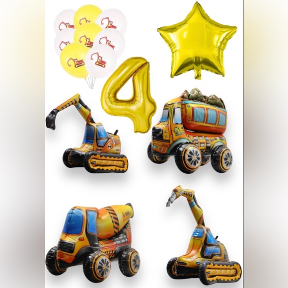 Party Supplies | 4th Birthday Party Construction Excavator Decorations ...